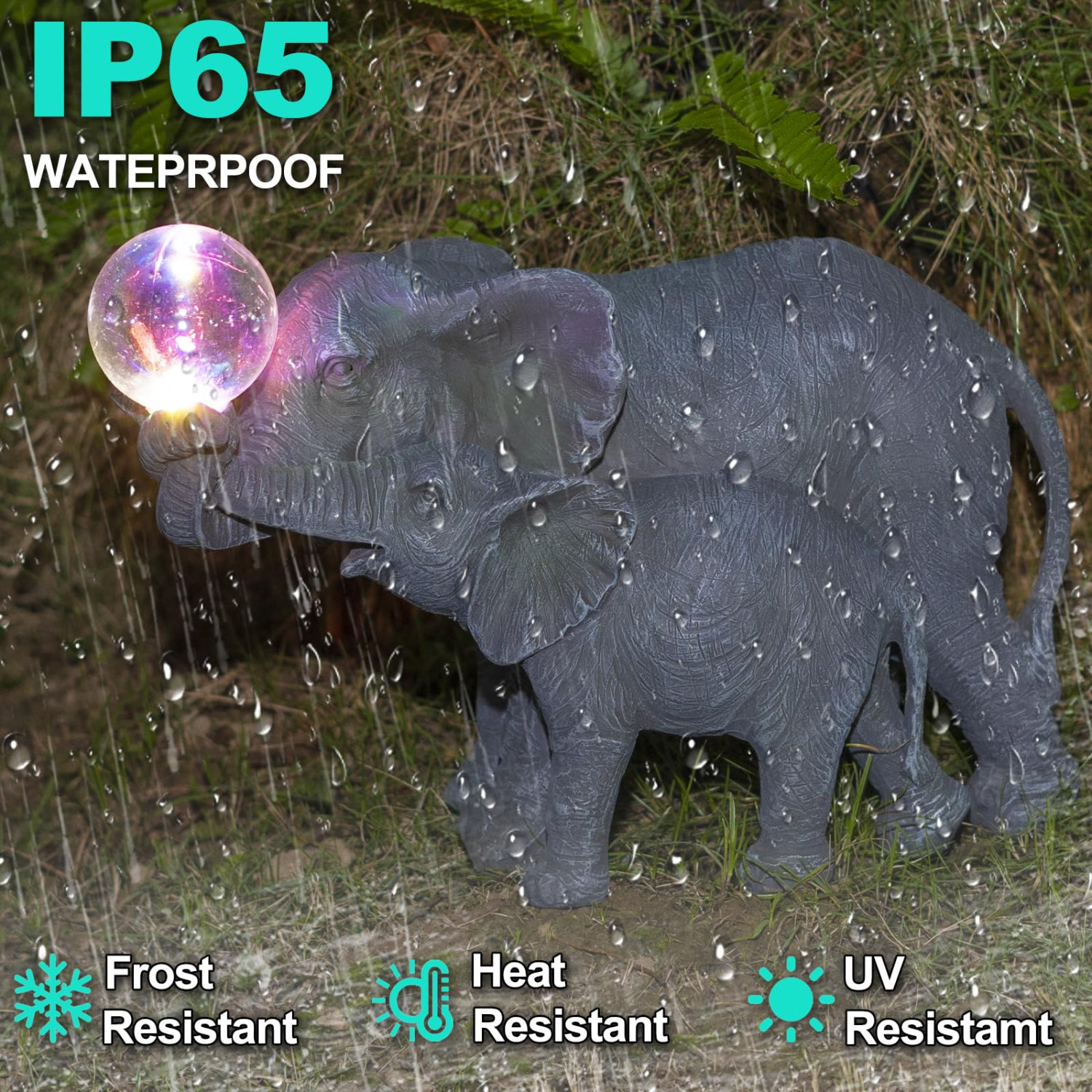 Bungalow Rose Solar Elephant Statues Lights for Outdoors Garden Decor ...