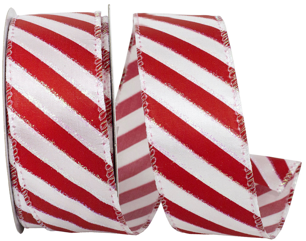 The Holiday Aisle® Red/White Candy Cane Iridescent Stripe Value Wired ...