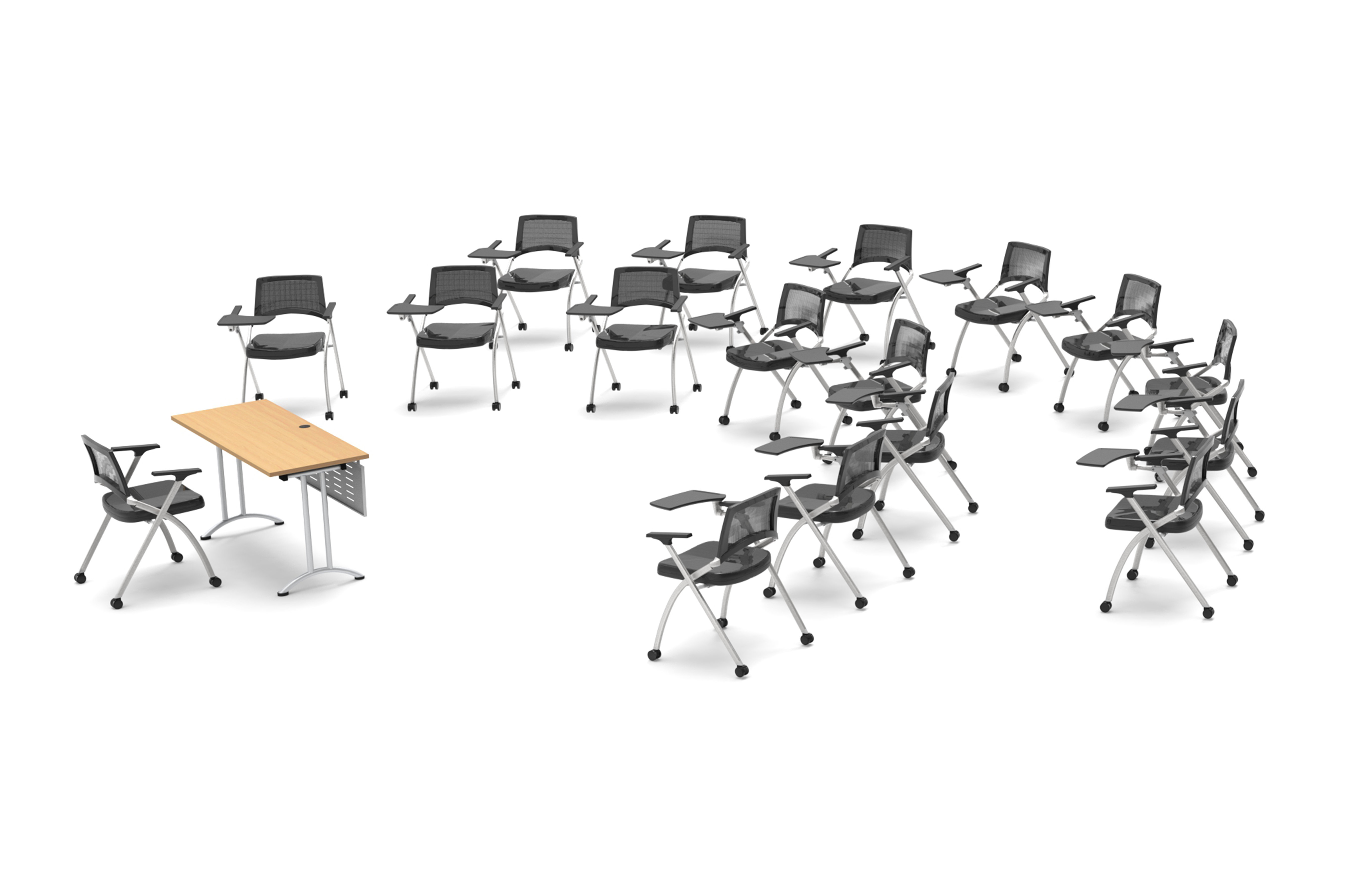 Team Tables Classroom Training Table and Chair Set with Modesty Panel ...