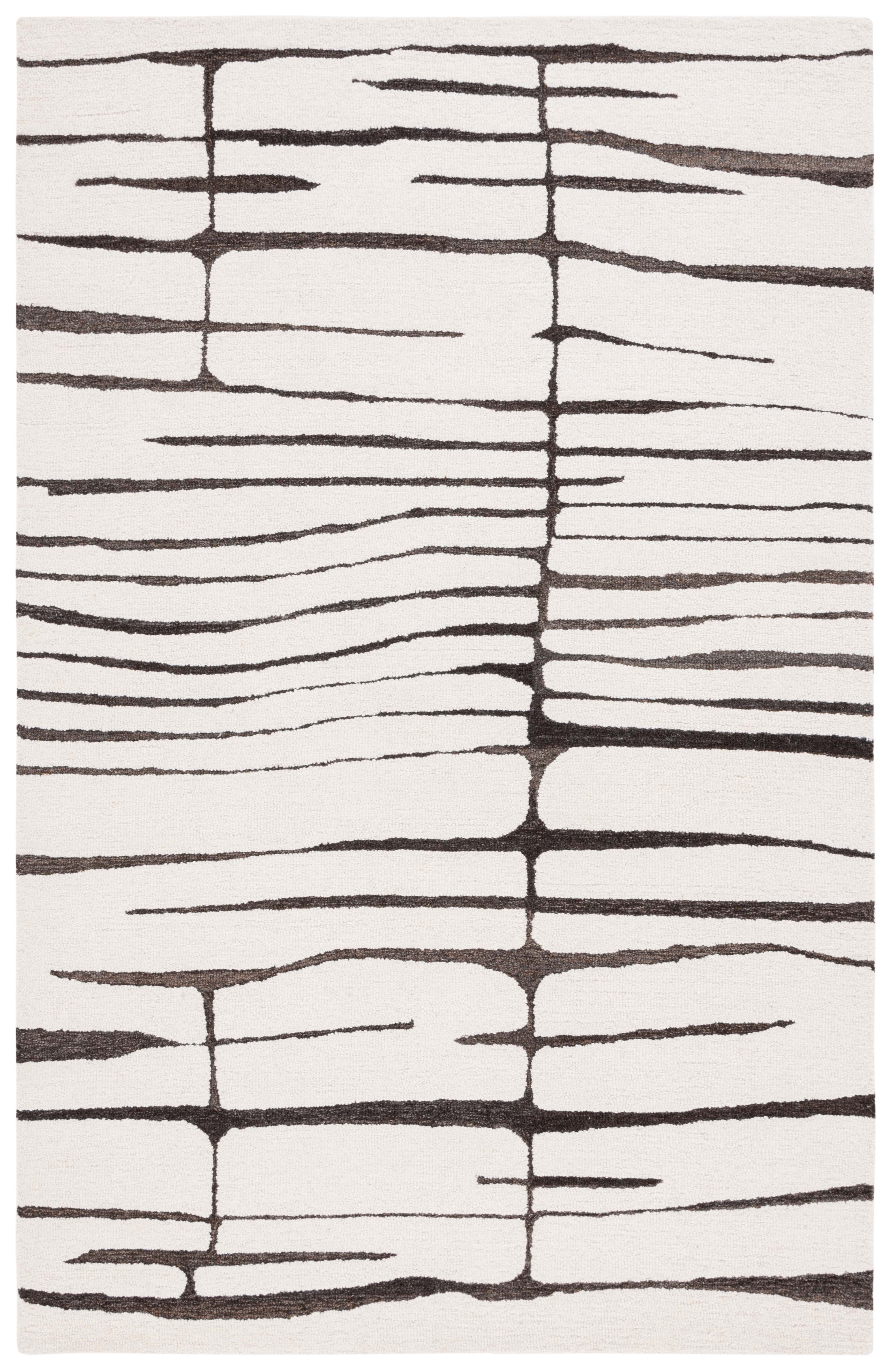 Union Rustic Kirstey Ebony Hand Tufted Wool/Cotton Abstract Rug in ...