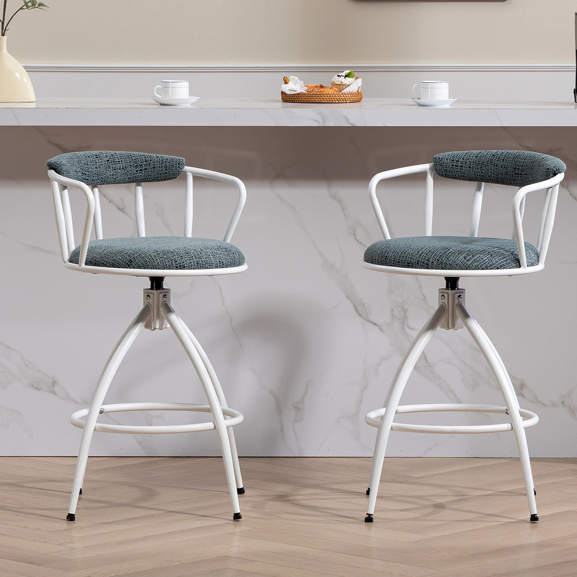 Latitude Run® 26'' Swivel Counter Height Bar Stool Of 2 - Extensive ...