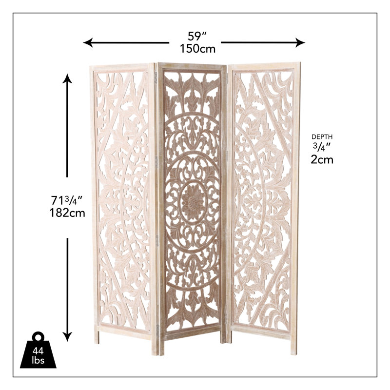 One Allium Way® Sheredan 3-Panel Folding Mandala Room Divider | Wayfair