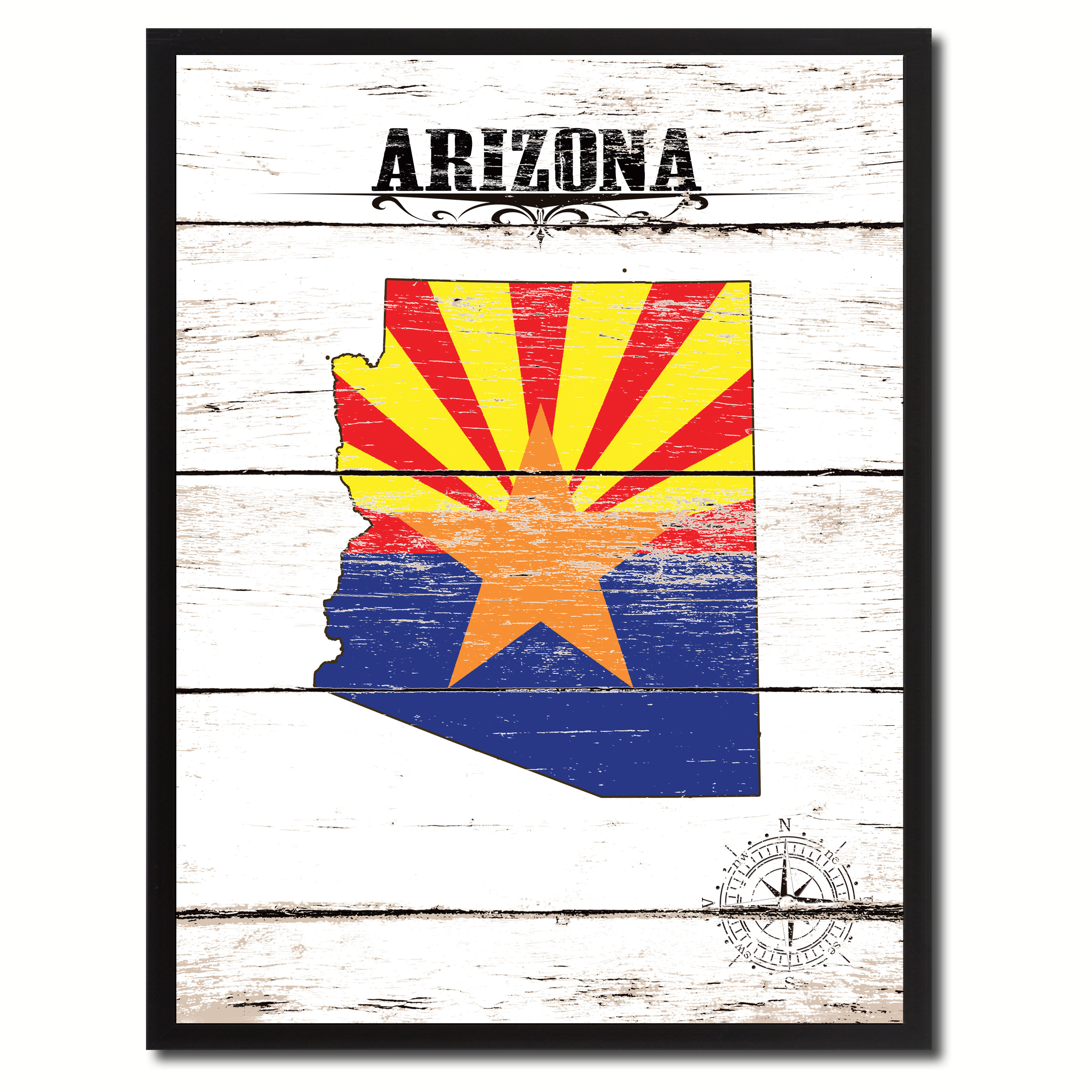 Wrought Studio™ Arizona State Vintage Flag - Graphic Art Print on ...