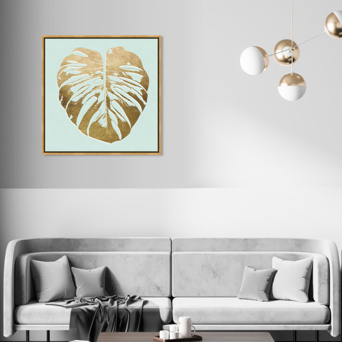 Bay Isle Home Floral and Botanical Monstera Gold and Mint Botanicals ...