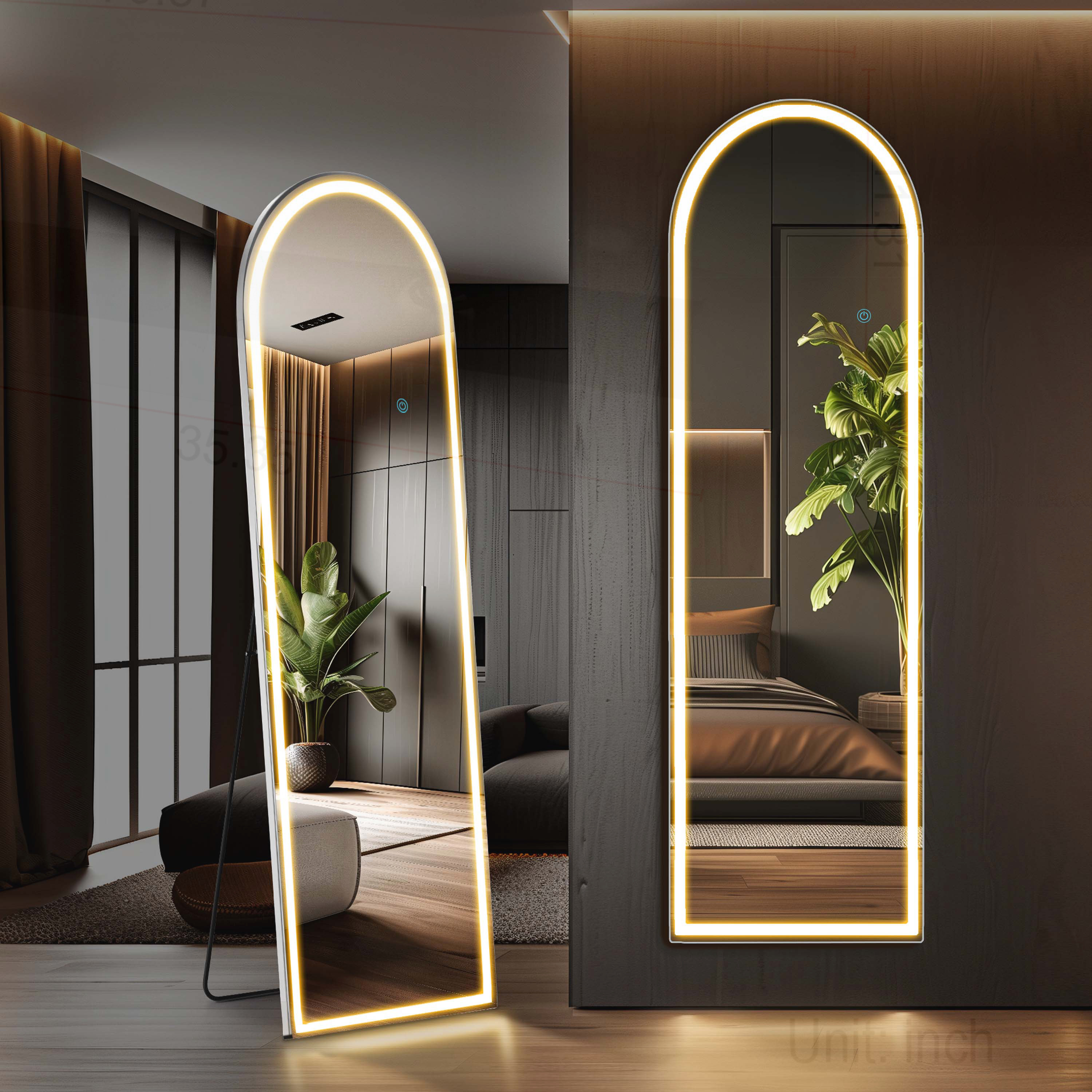 Wrought Studio™ 3 Lighting Mirror with LED Lights, Lighted Floor ...