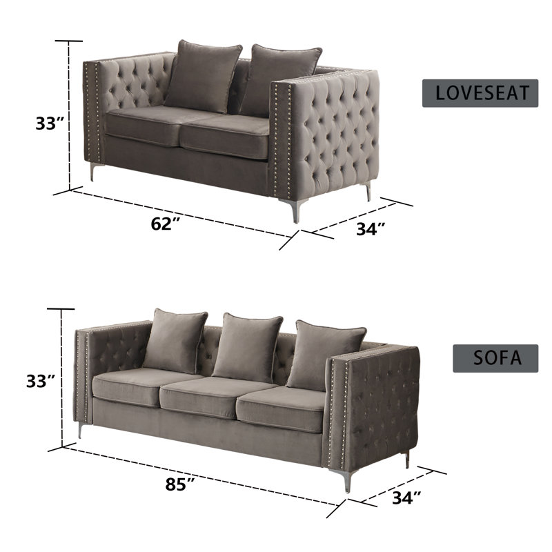 House of Hampton® Getman 2 - Piece Velvet Living Room Set | Wayfair