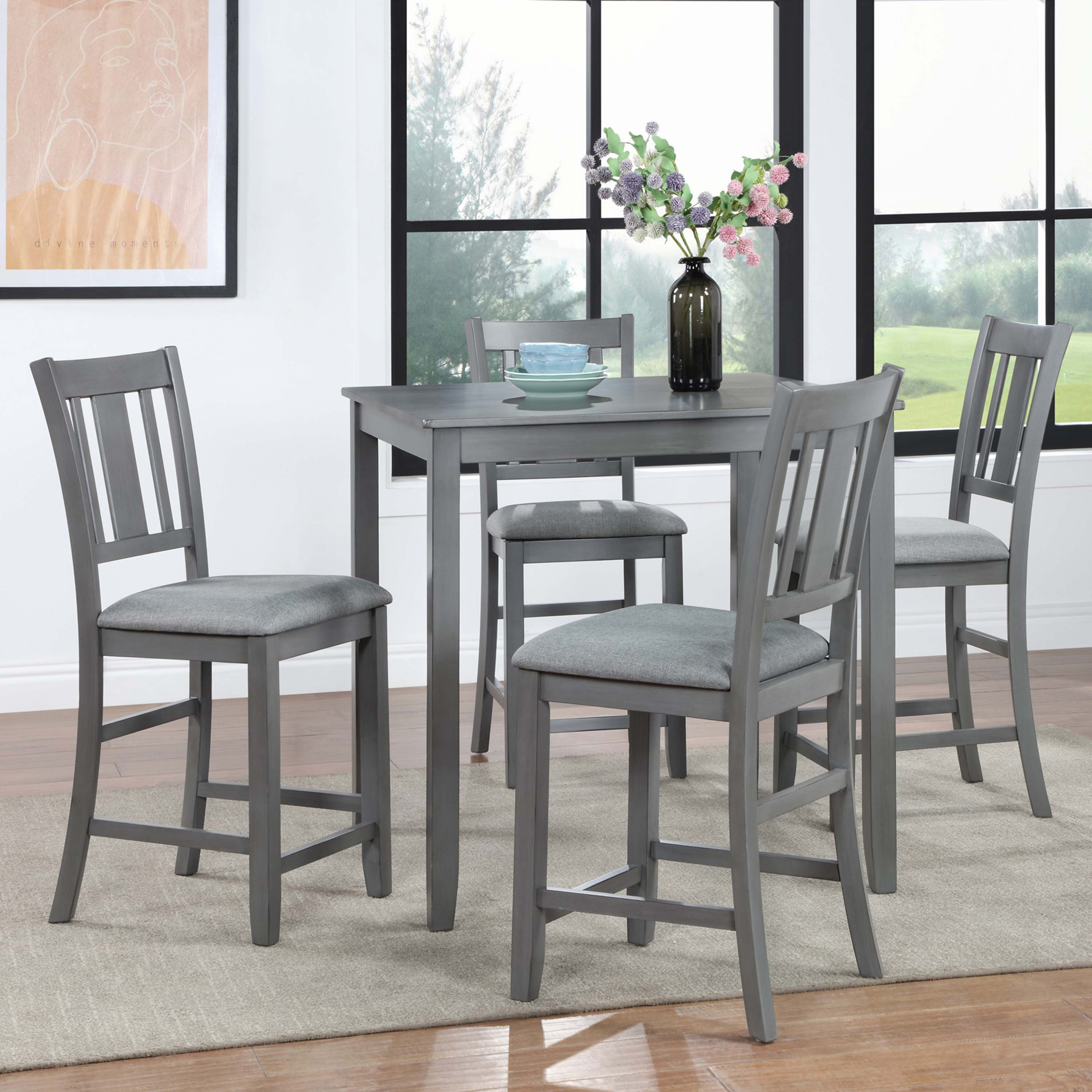 Latitude Run® 5 Piece Dining Table Set, Wooden Dining Square Table Set ...