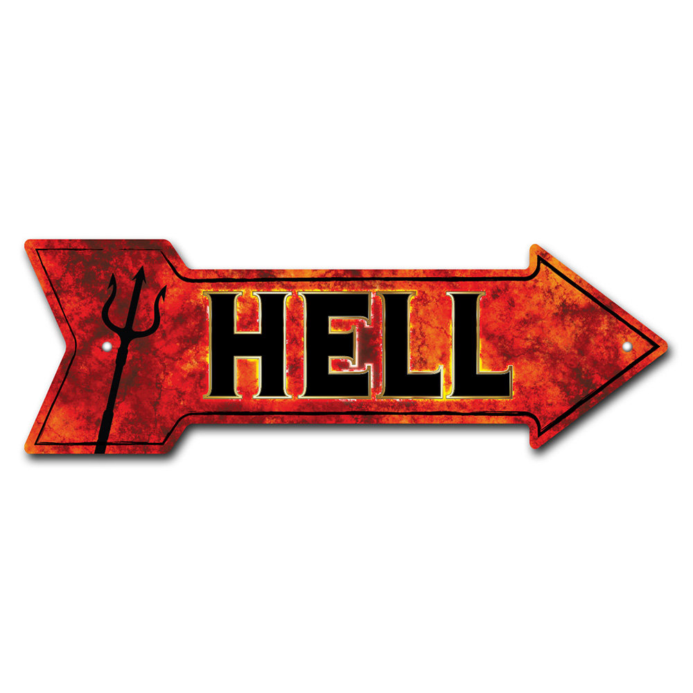 SignMission Hell Arrow Removable Decal Funny Home Décor 18" Wide ...