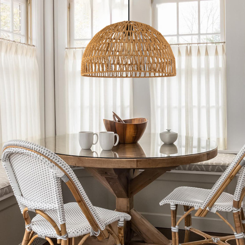 Bay Isle Home Burket 1 - Light Bohemian Woven Rattan Pendant & Reviews ...