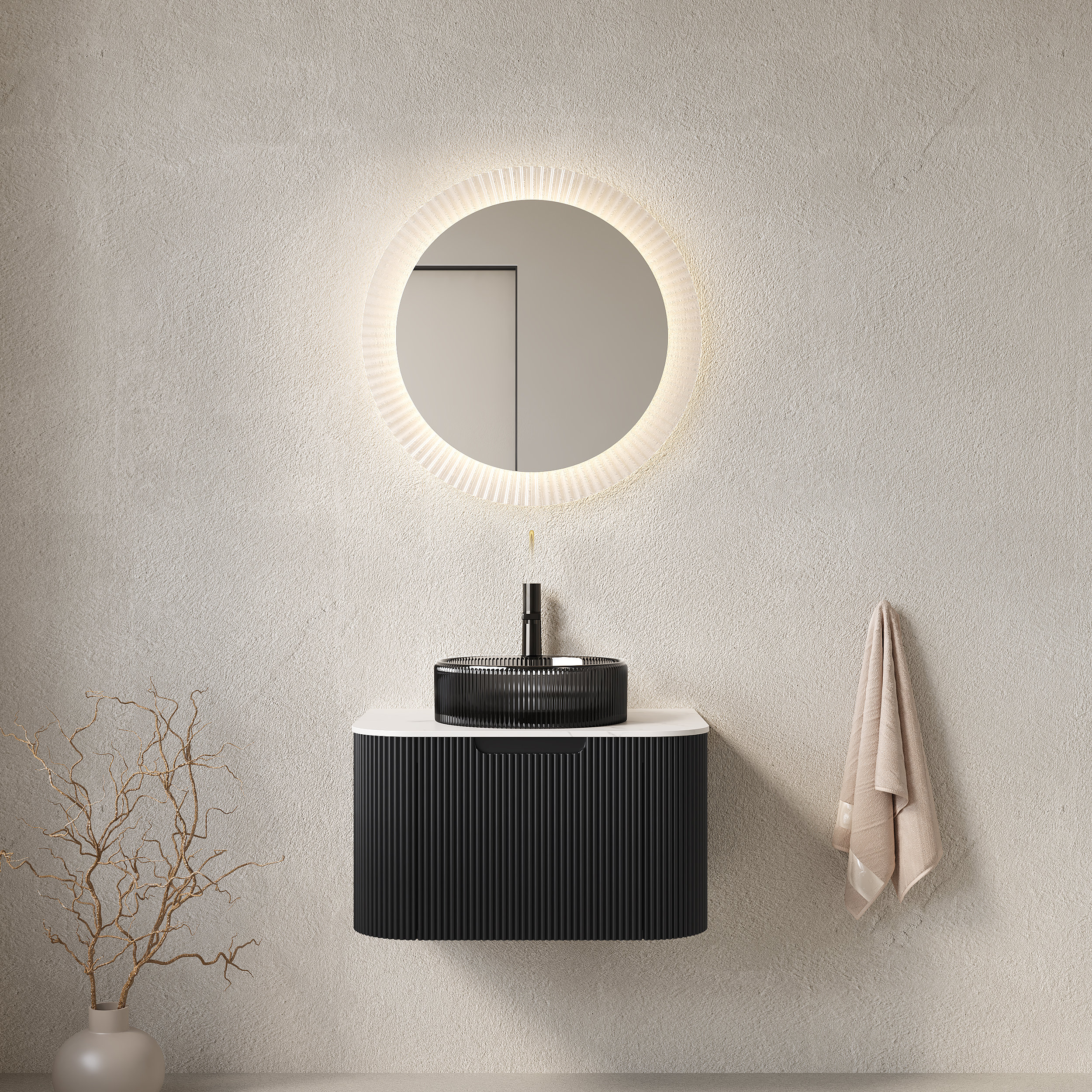 Wrought Studio™ Dina 24" Bathroom Vanity With Sink, Wall-mounted Curved ...