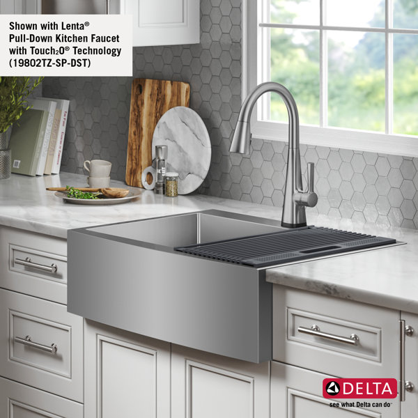 Delta Lenta Retrofit Farmhouse Apron Front 16 Gauge Stainless Steel ...