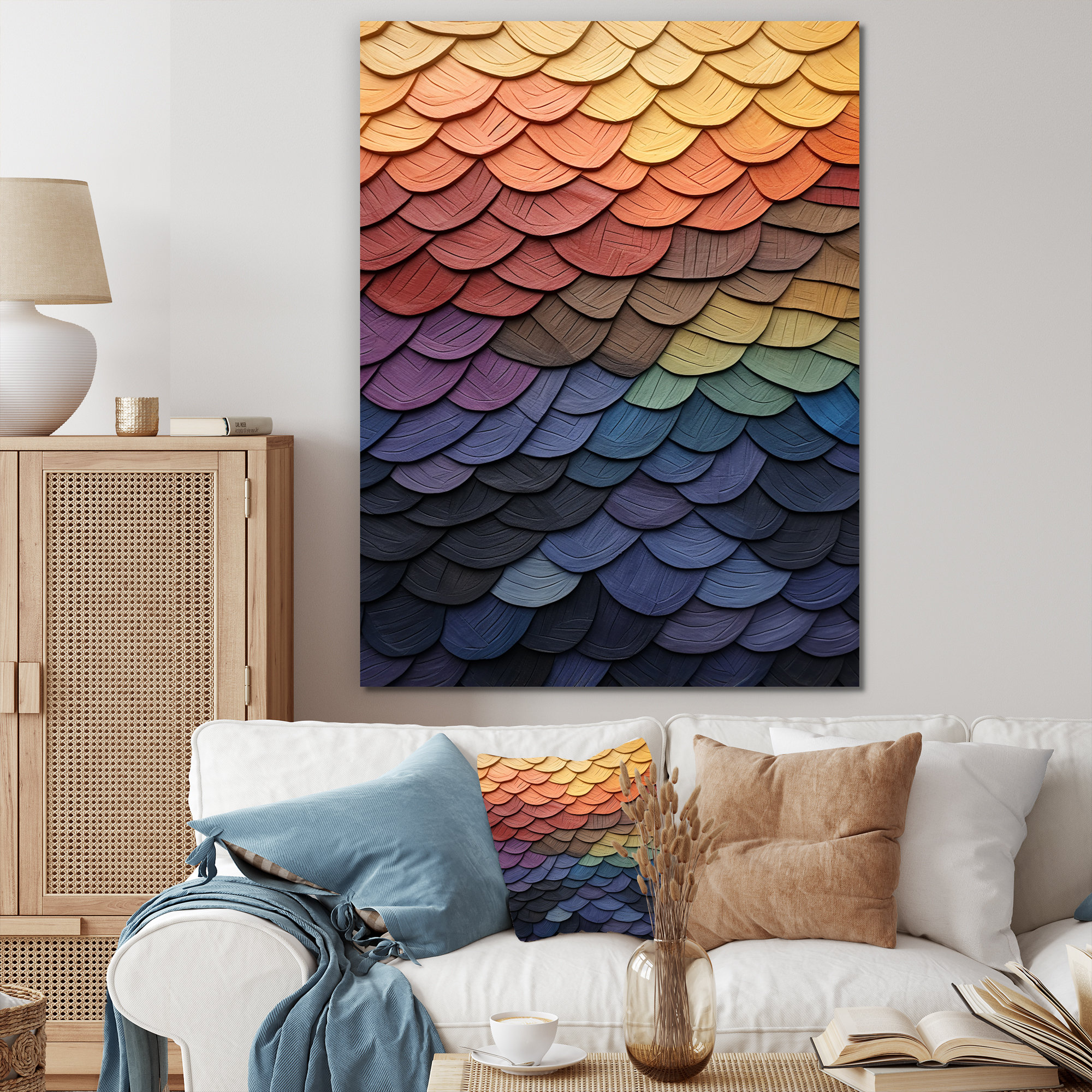 Hokku Designs Colorful Geometric Feather Shapes - Geometric Wall Art ...