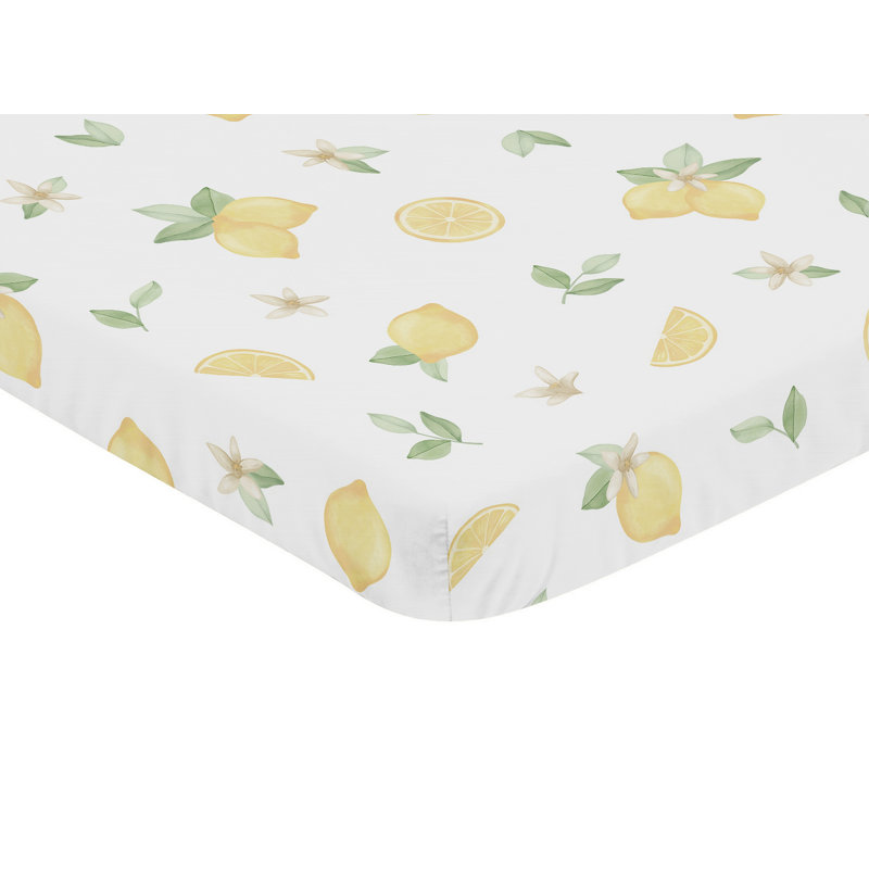 Sweet Jojo Designs Lemon Floral Mini Fitted Crib Sheet | Wayfair