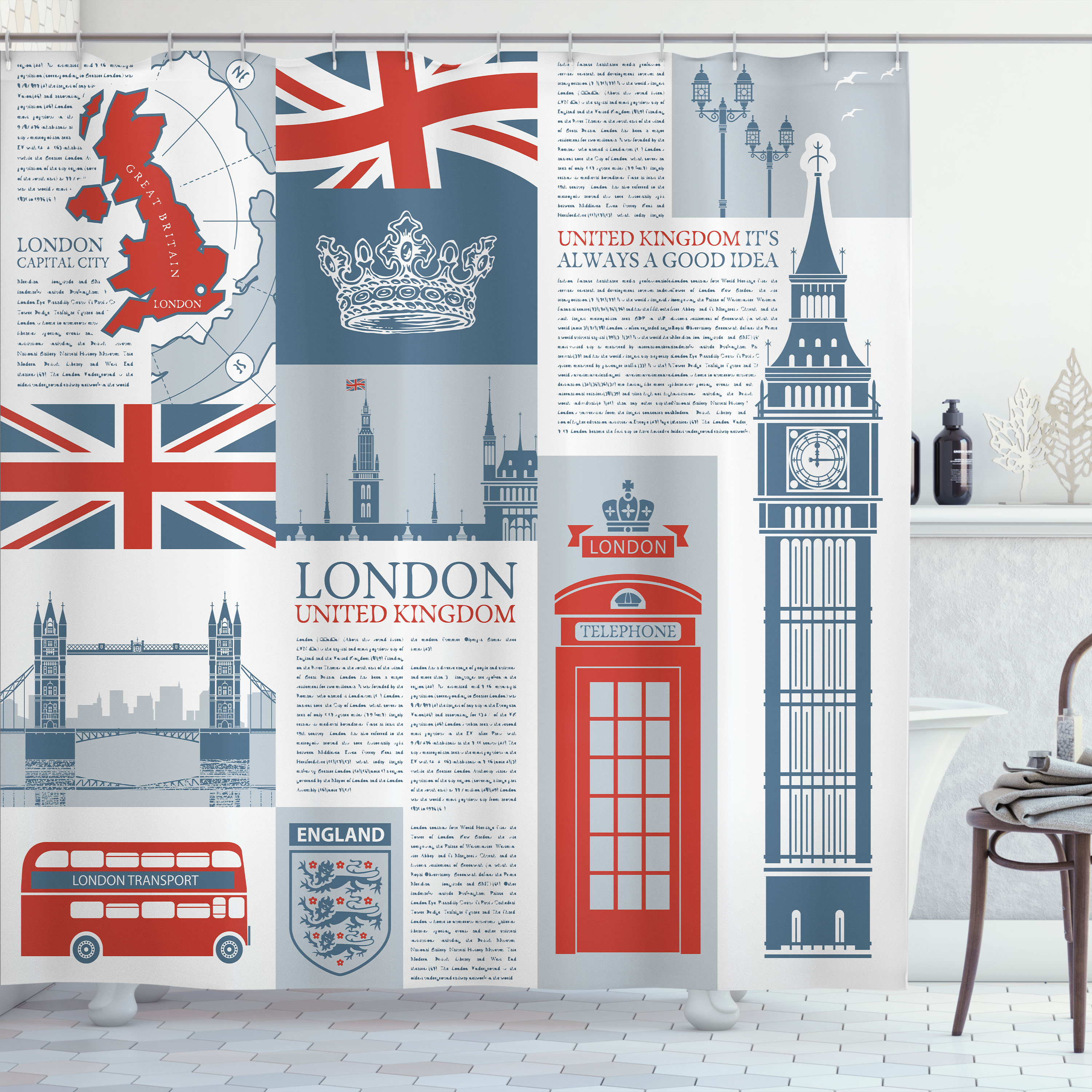 East Urban Home Phone Booth Shower Curtain London United Kingdom Slate ...