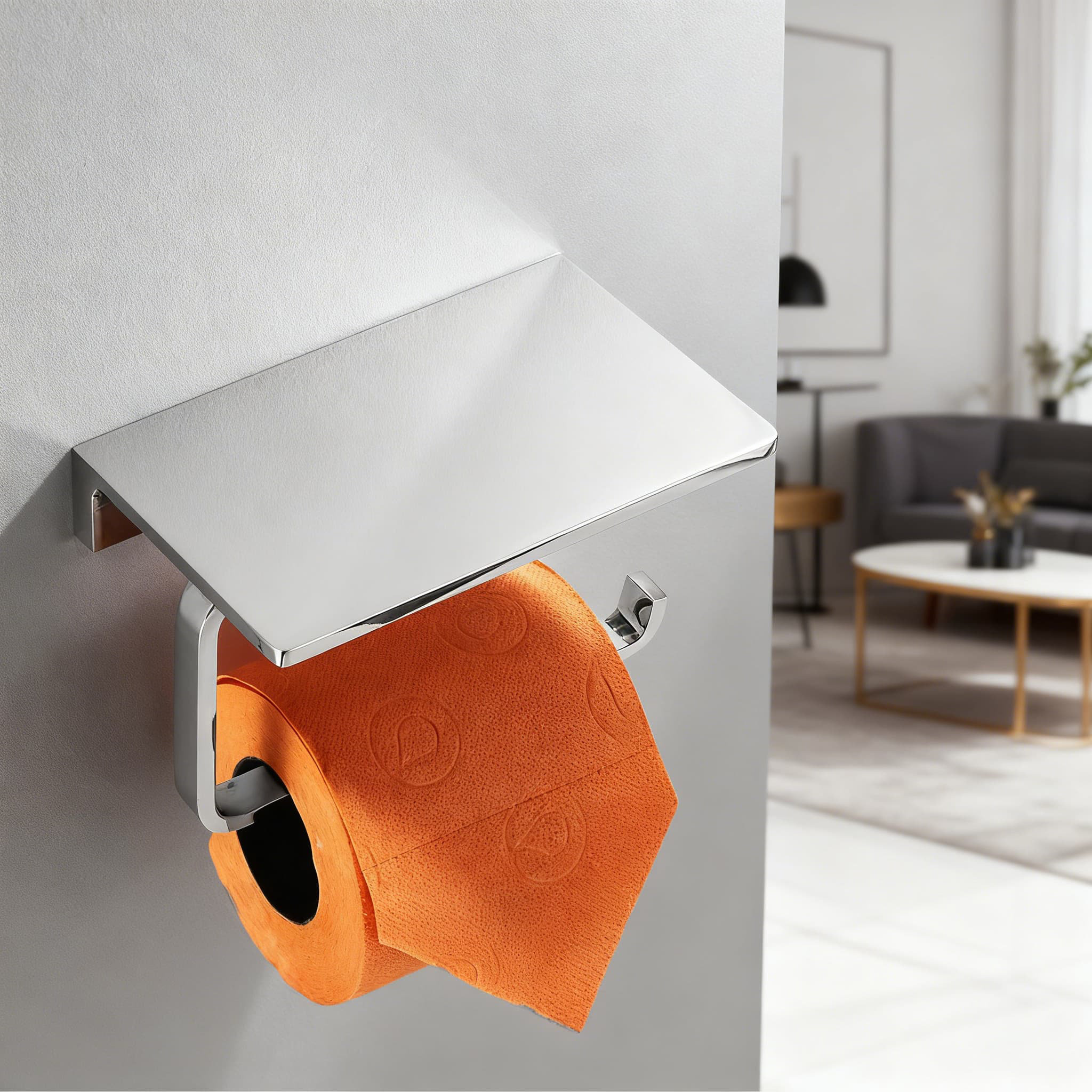 Hokku Designs Hotel Style Toilet Paper Holder With Phone Shelf, Wall ...