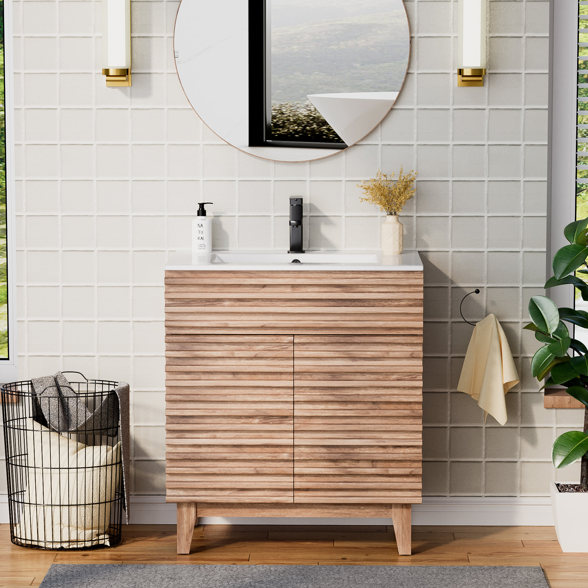 Ebern Designs Marilyse 30" Freestanding Single Bathroom Vanity with ...