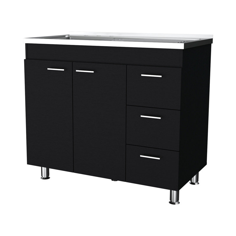 Latitude Run® Darien 2-Door 3-Drawer Kitchen Cabinet | Wayfair
