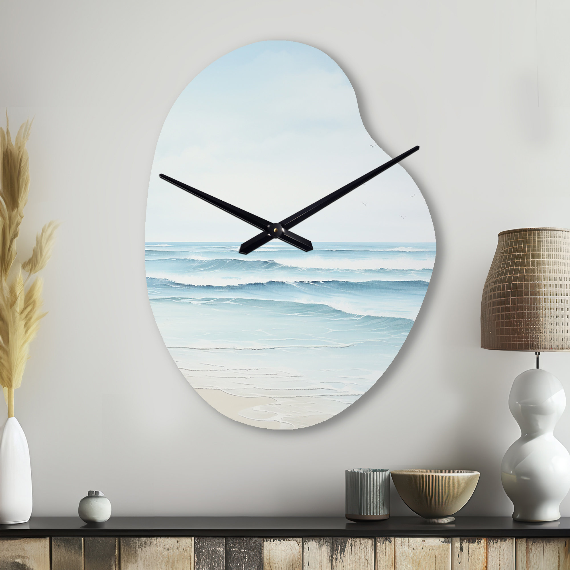Design Art Beach Photo Tranquil Waters I - Pear Shape Large Blue Wall ...