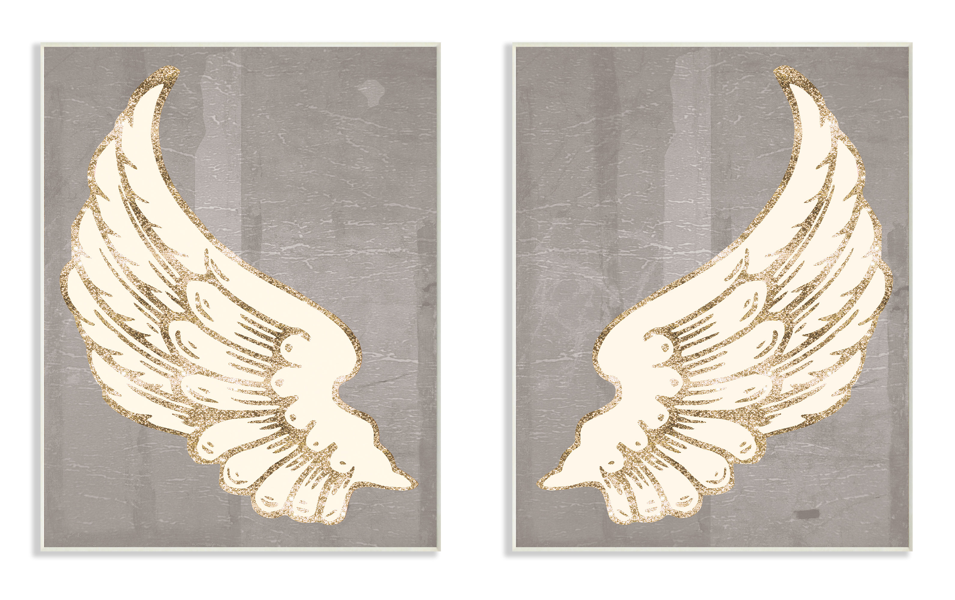Stupell Industries Modern Baroque Angel Wings Dark Grey 2-Piece Wall ...