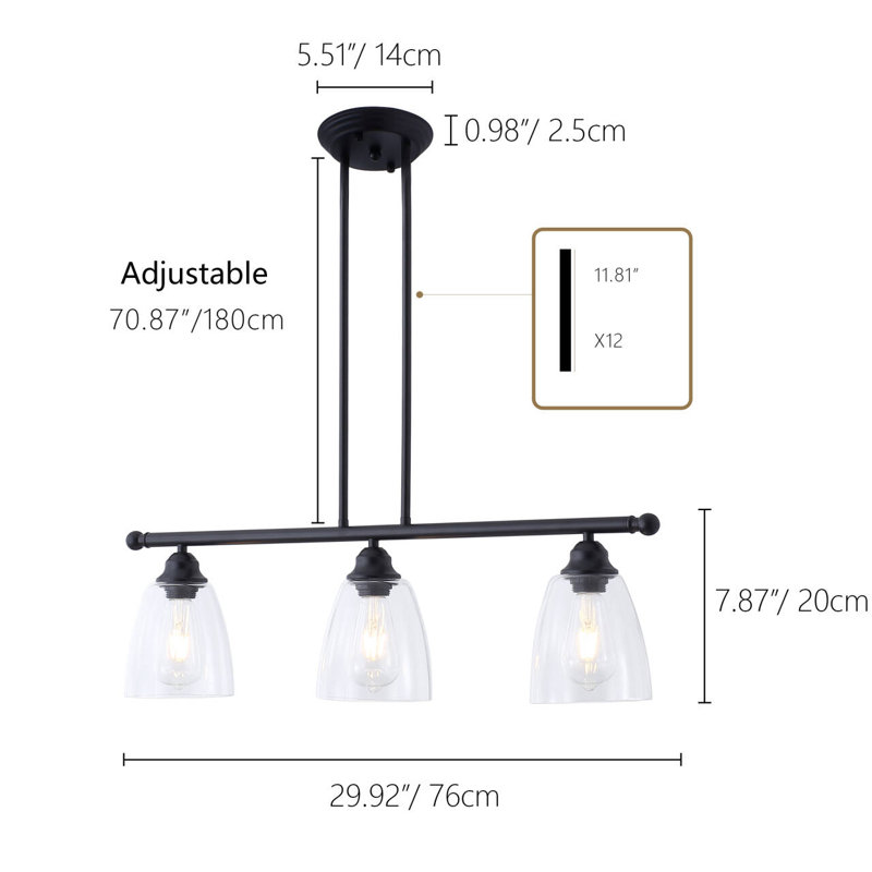 Breakwater Bay 3 - Light Kitchen Island Pendant | Wayfair