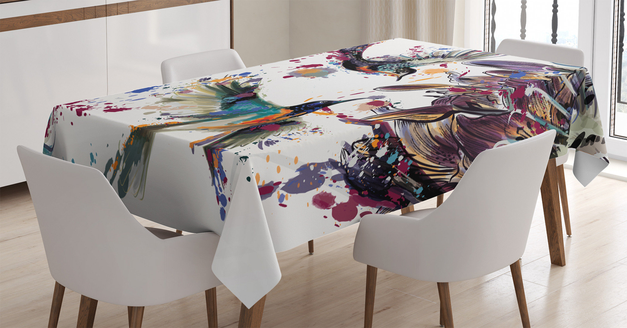 East Urban Home Hummingbird Tablecloth, Art With Lily Flowers Birds And ...