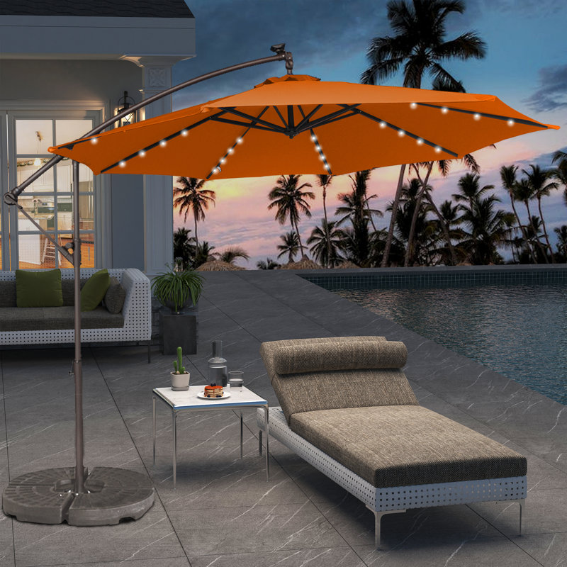 Hokku Designs Direen 10' Lighted Cantilever Umbrella & Reviews | Wayfair