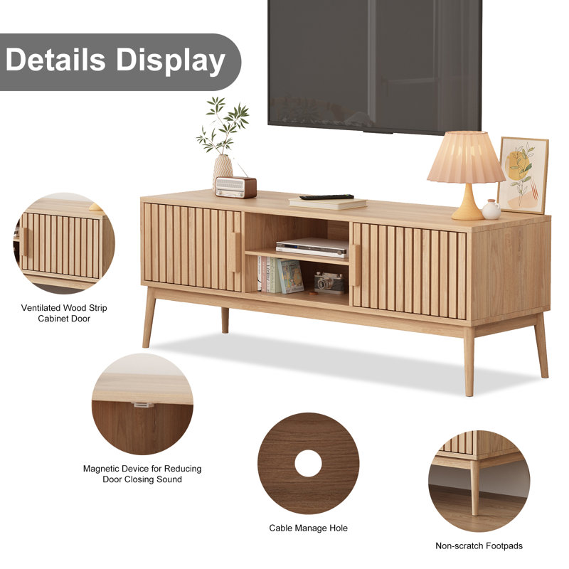 Union Rustic Boho TV Stand, Entertainment Center with 2 Storage Cabinet ...