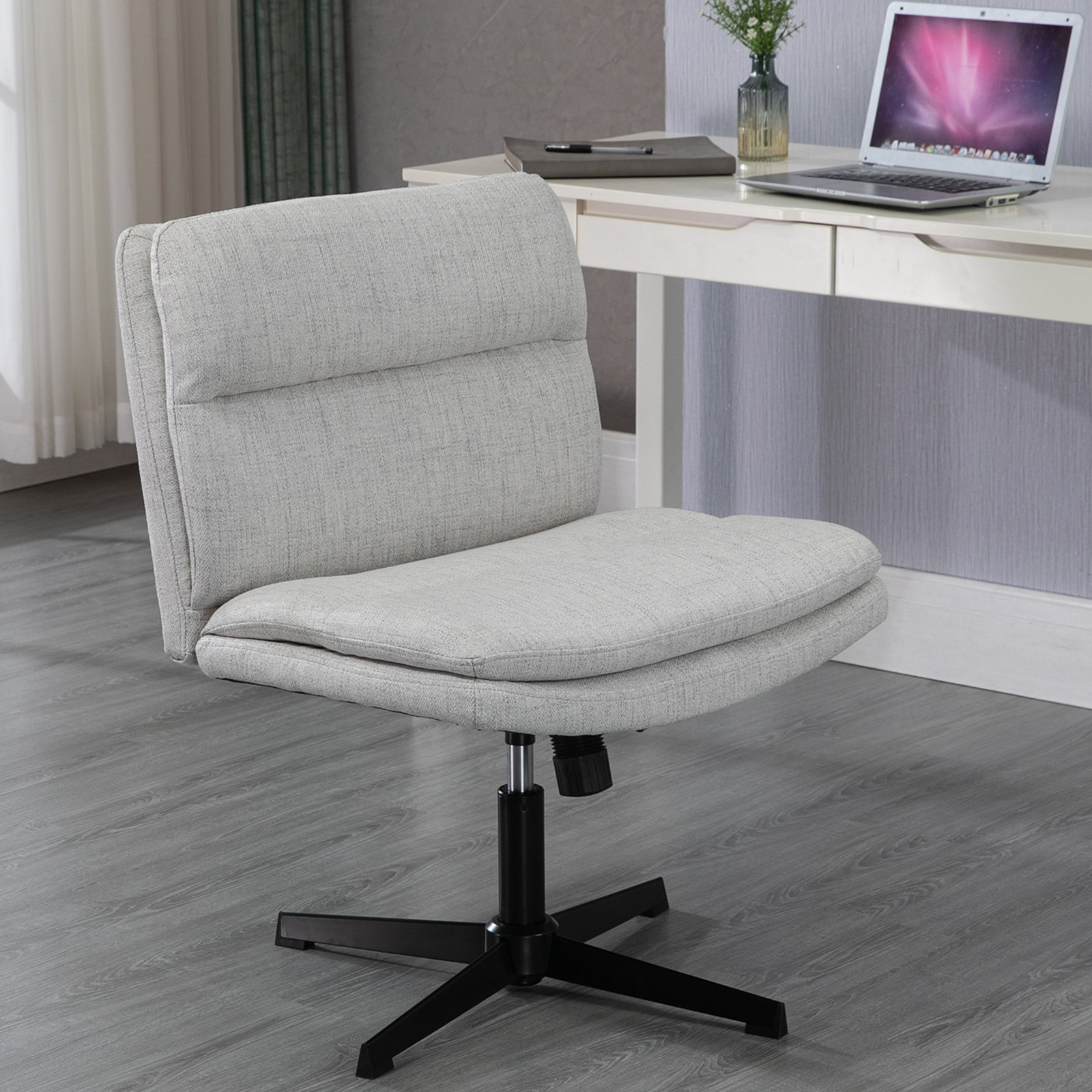 Ebern Designs Wide Criss Cross Leg Armless Office Task Chair No Wheels ...