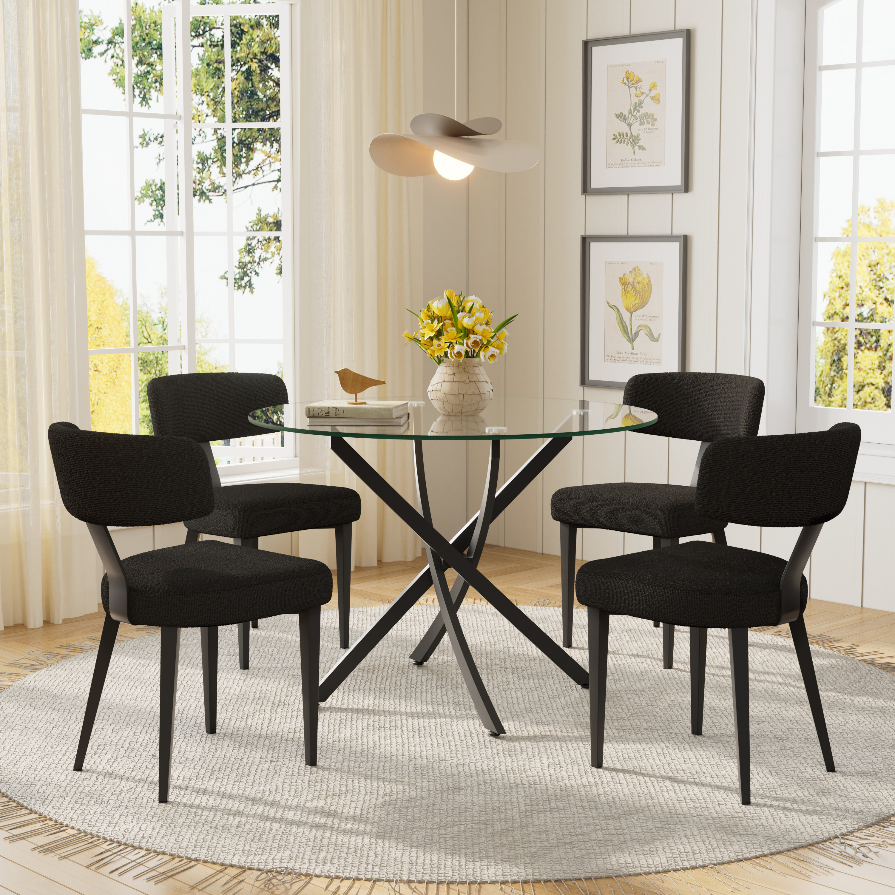 George Oliver Round Glass Dining Table Sets | Wayfair