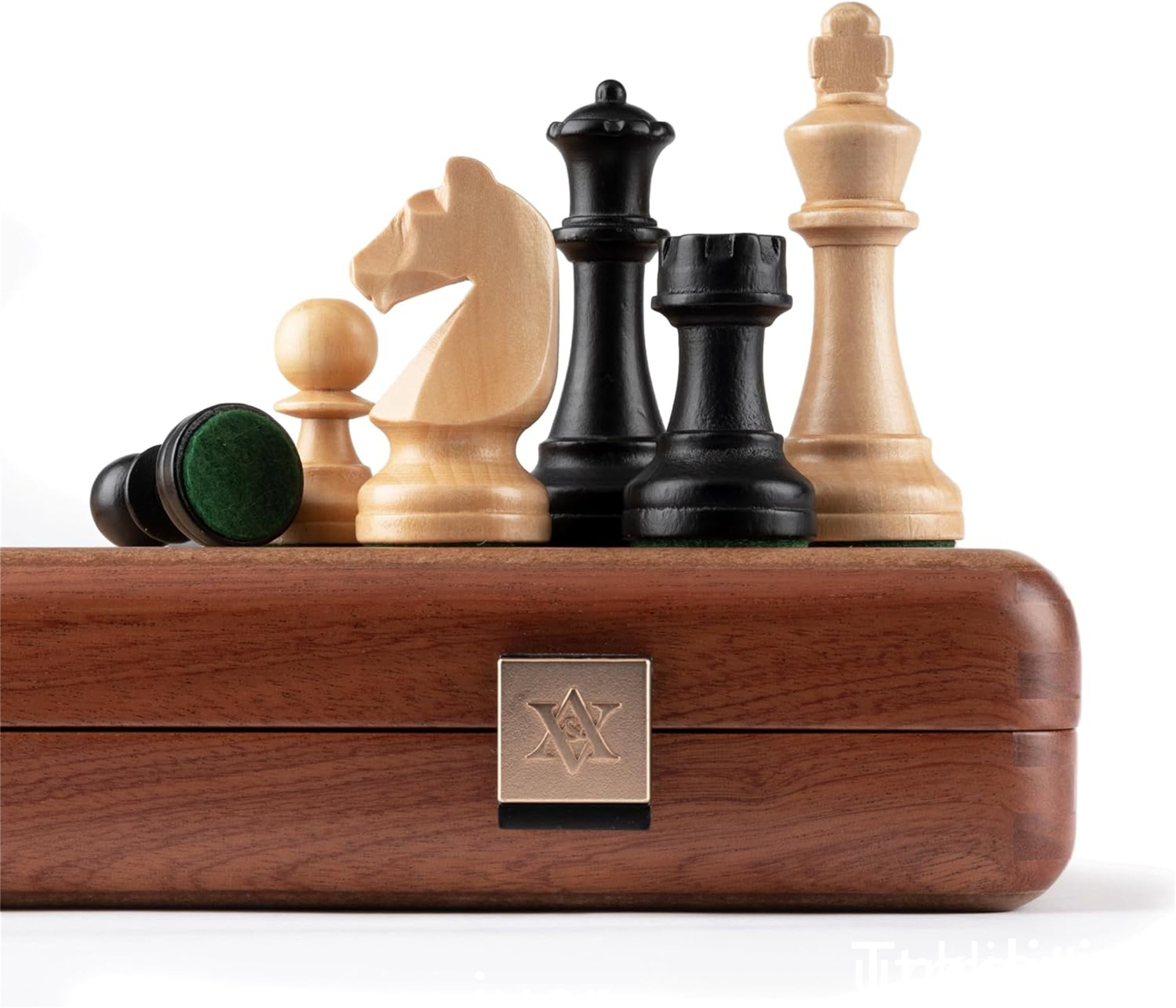 BIZMUD Exquisite international chess set, rose gold and black metal ...
