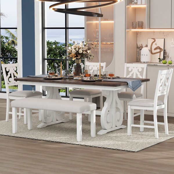 One Allium Way® Emrik 6 - Piece Trestle Dining Set | Wayfair