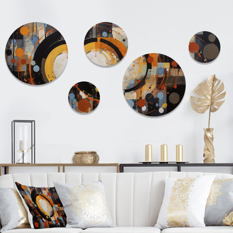 Design Art 5 Fascinating Abstract Shapes III Wall Decor Set Metal | Wayfair