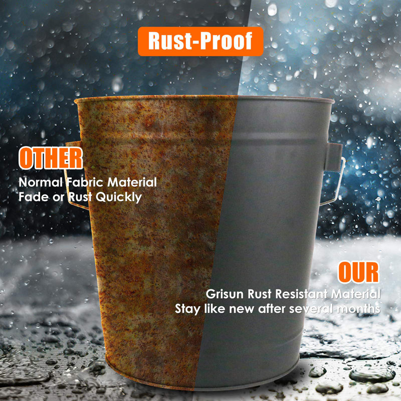 Winston Porter Durable Black Galvanized Iron Ash Bucket Set - 5.2 ...