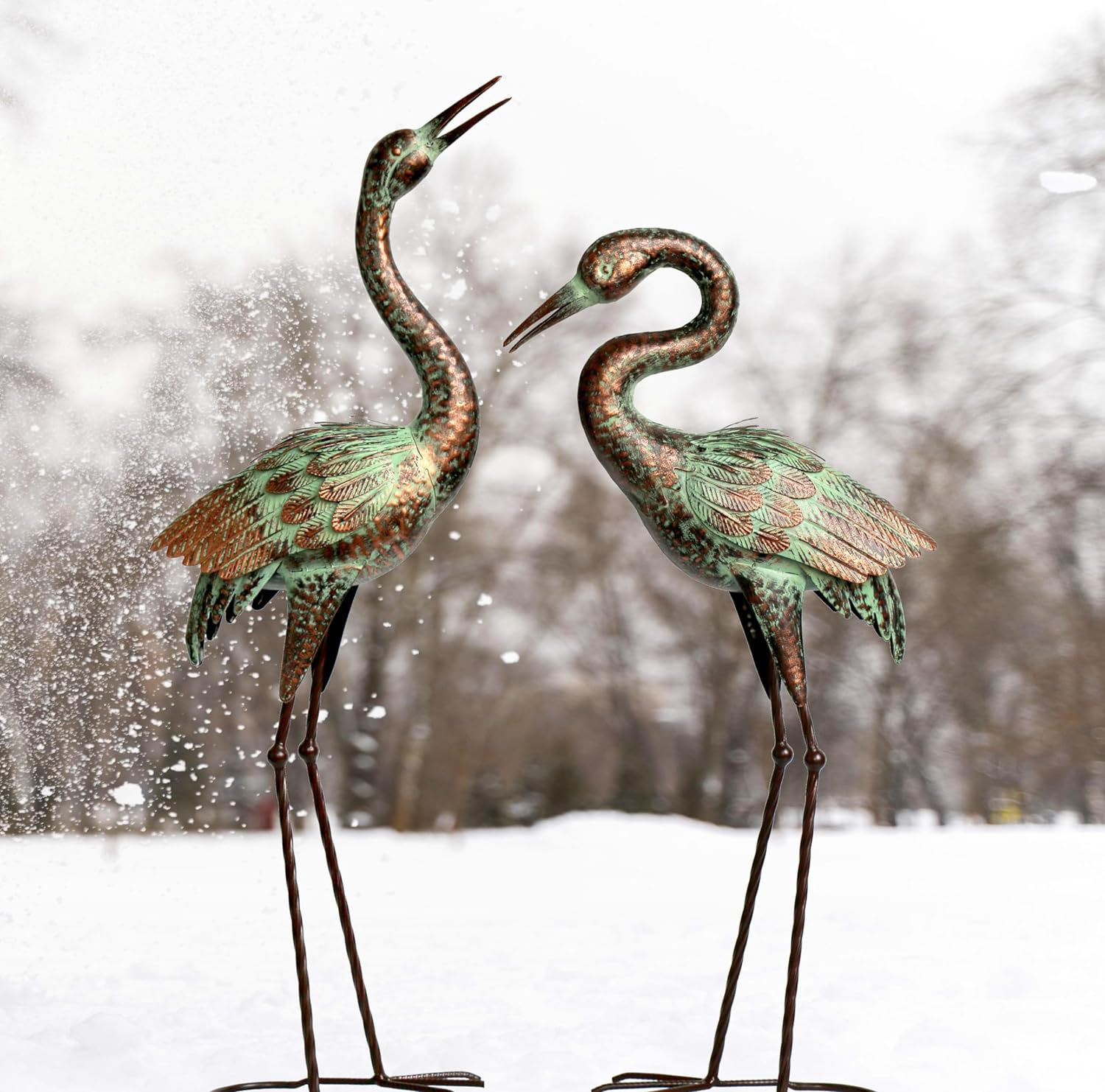 Astoria Grand Garden Crane Statues, Blue Heron Sculptures For Outdoor ...