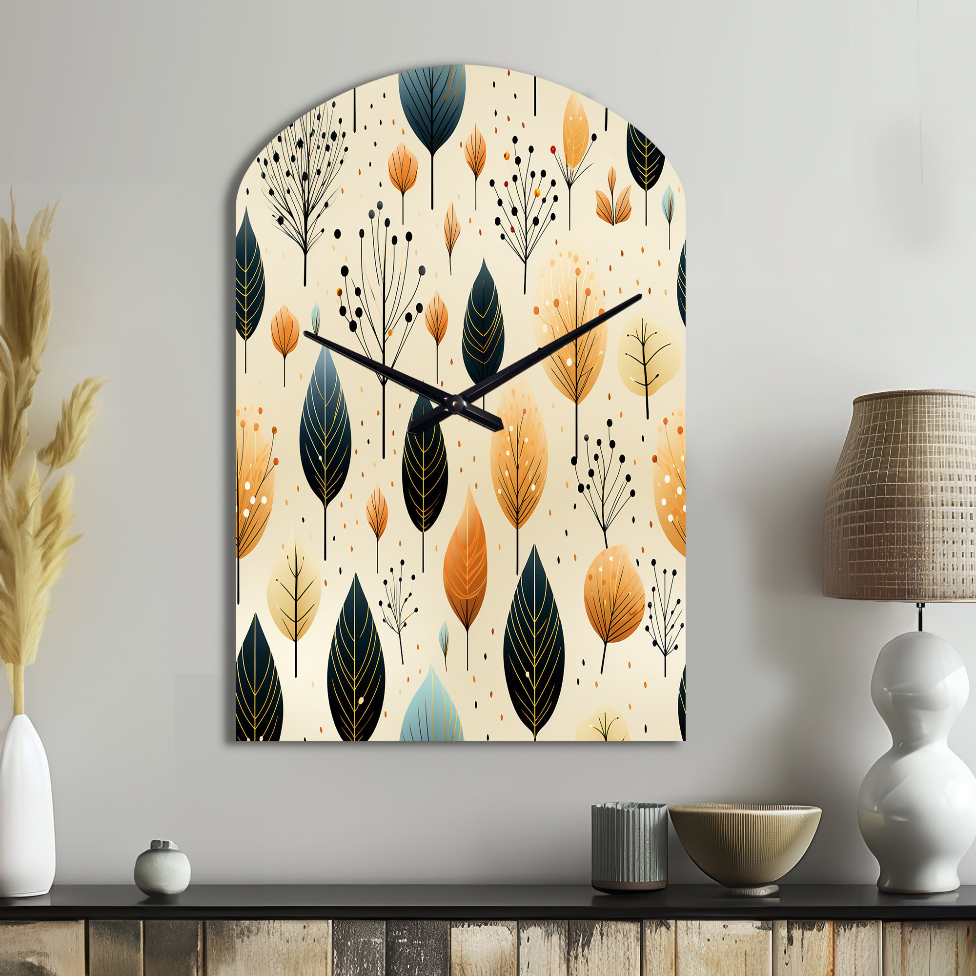 Design Art Modern Leaf Patterns II - Plants Asymmetrical Metal Wall ...