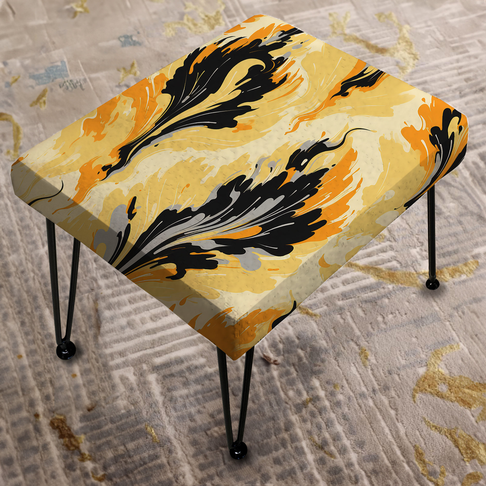 Design Art Yellow And Black Vintage Ikat Nostalgia - Ikat Rectangle ...