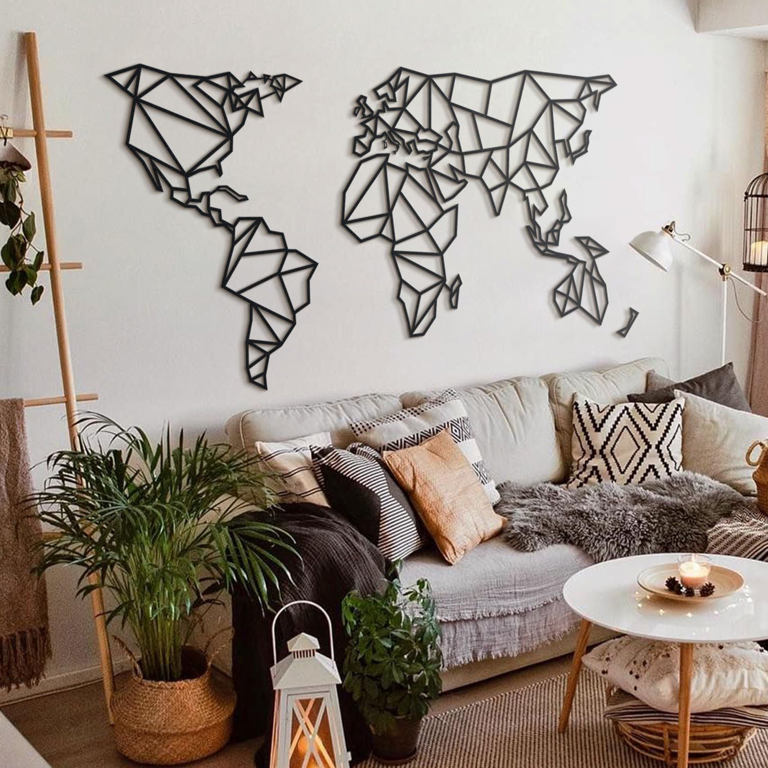 Winston Porter World Map Metal Wall Decor - Large Vintage Metal Earth ...