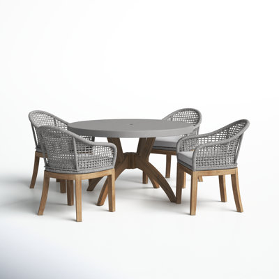 Birch Lane™ Akiva 4 - Person Round Outdoor Dining Set & Reviews | Wayfair