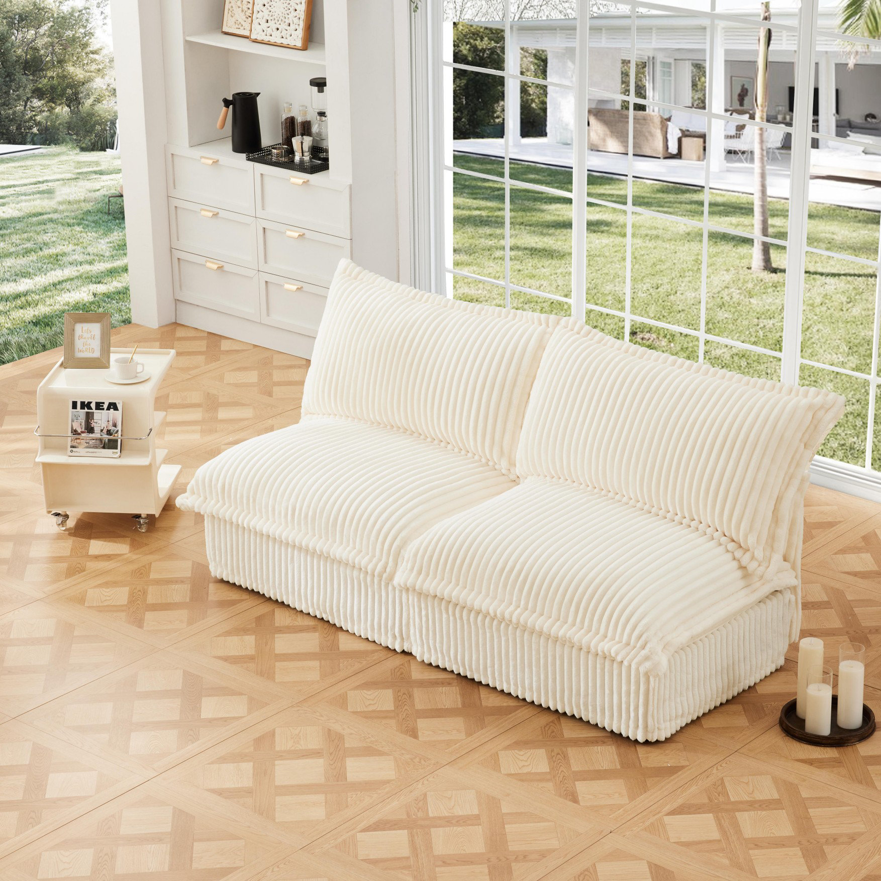 Ebern Designs Modern upholstered modular armless sofa set, free ...