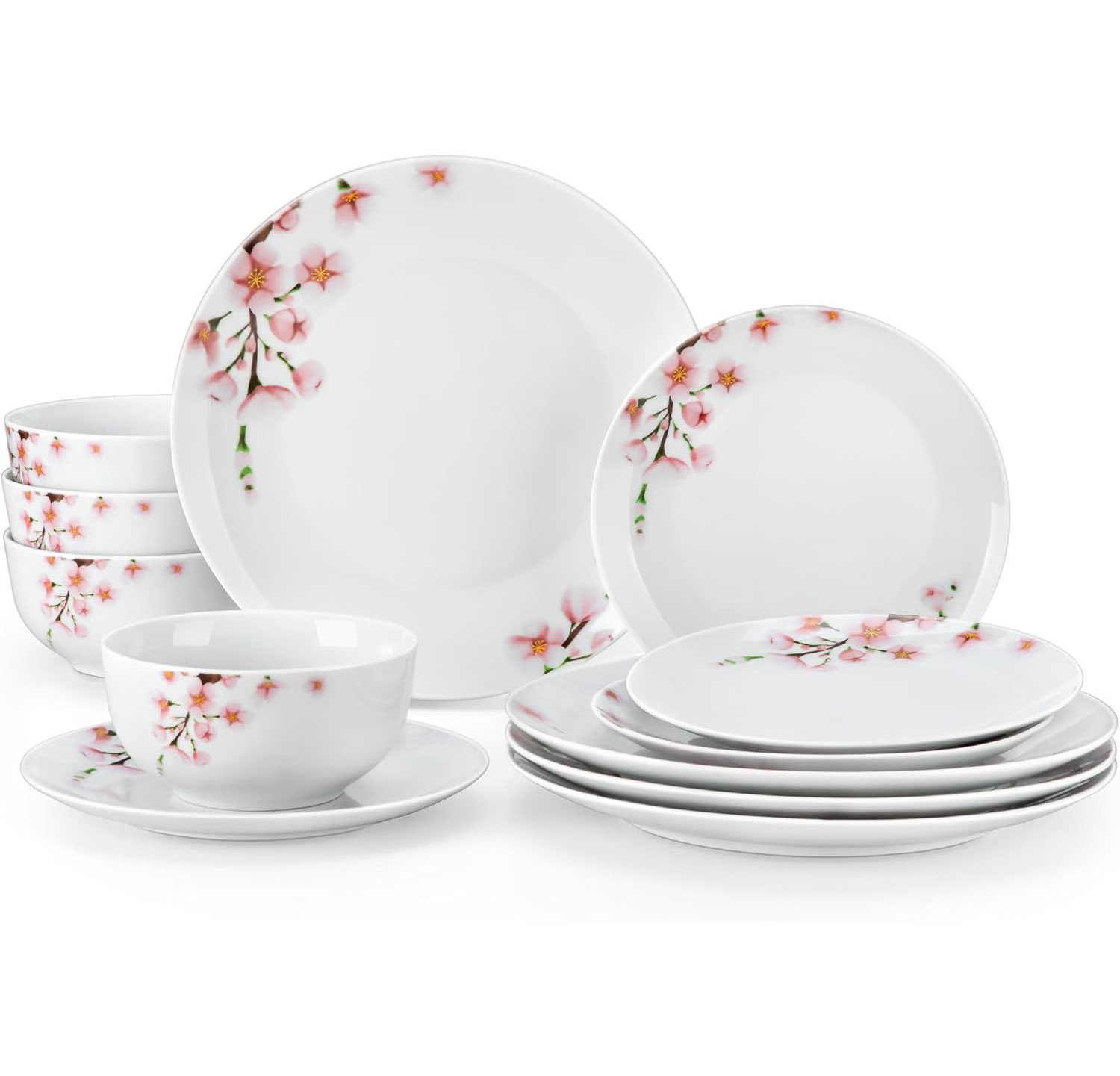 Red Barrel Studio Porcelain Dinnerware Sets For 4, 12 Pieces Plates And ...