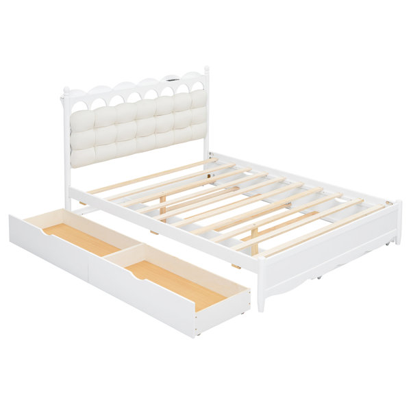 Latitude Run® Grand lit plateforme avec rangement, ports et prises, lit ...