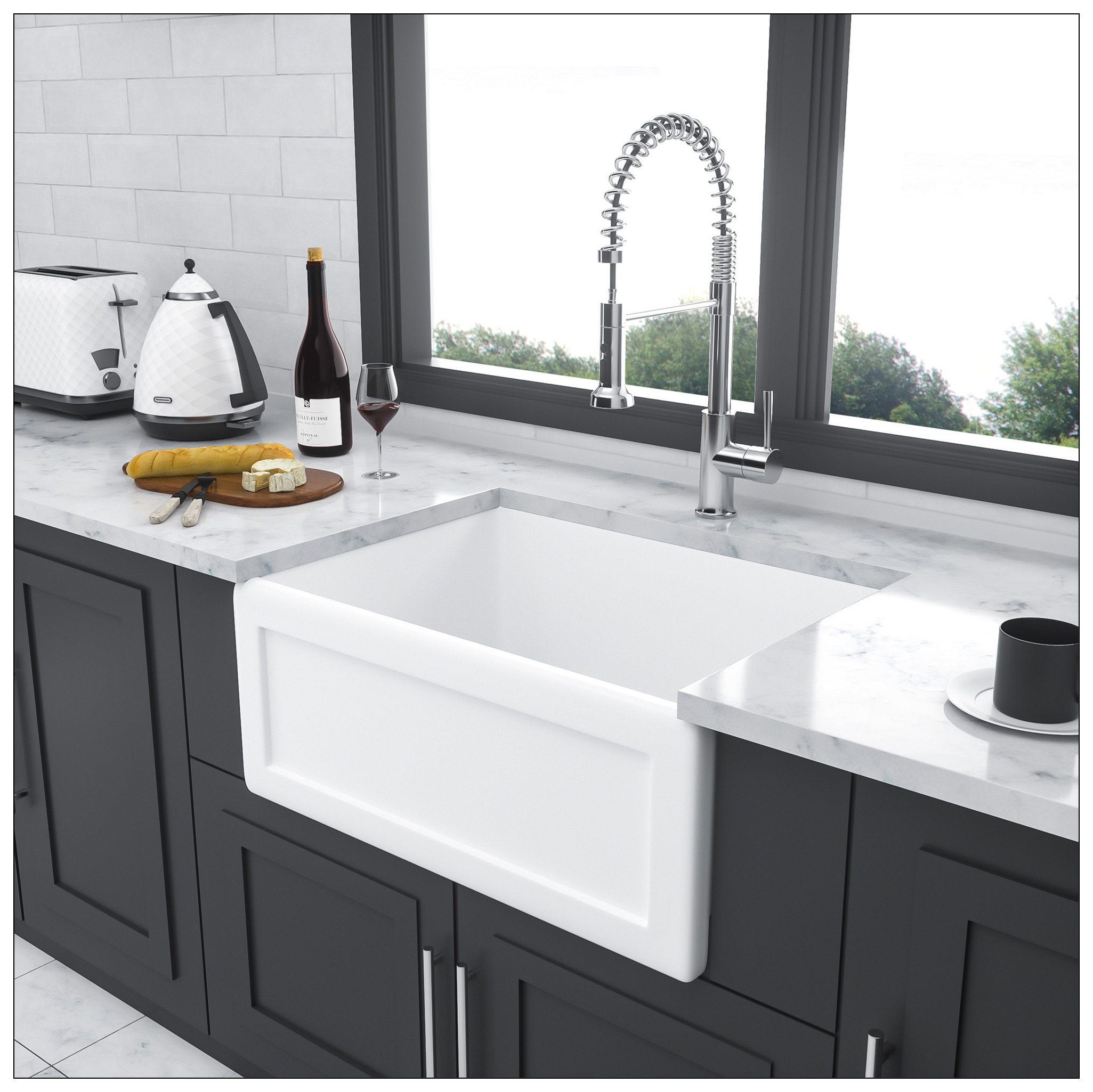 REDmintss Small Farmhouse Sink -24 Inch Kitchen Sink White Apron-Front ...