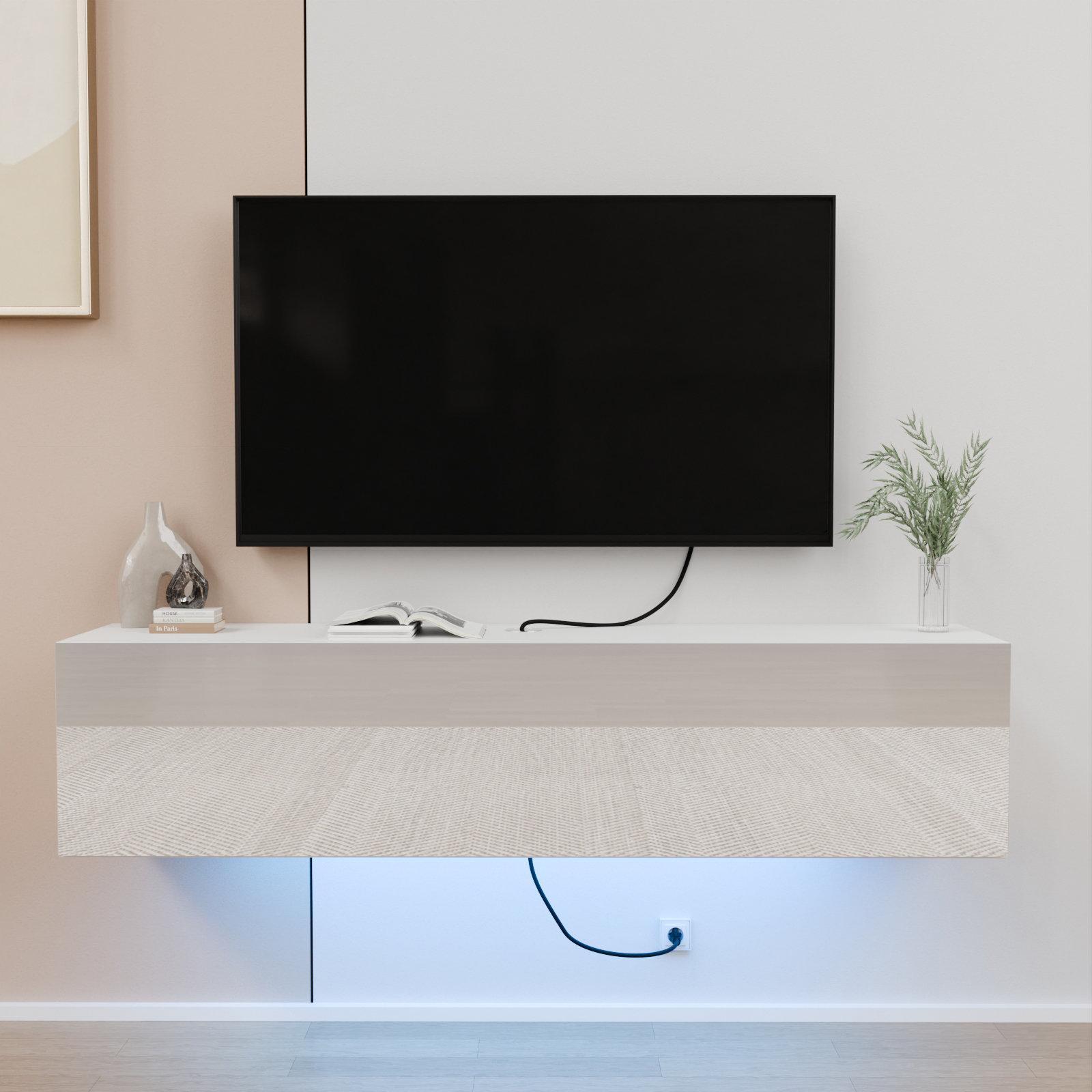 Wade Logan Arcelay Anthrone Floating TV Stand for TVs up to 63", Wall ...