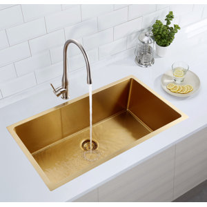 KDK HOME 32"L x 19"W x 10"D Gold Drop-in / Undermount Single Bowl ...