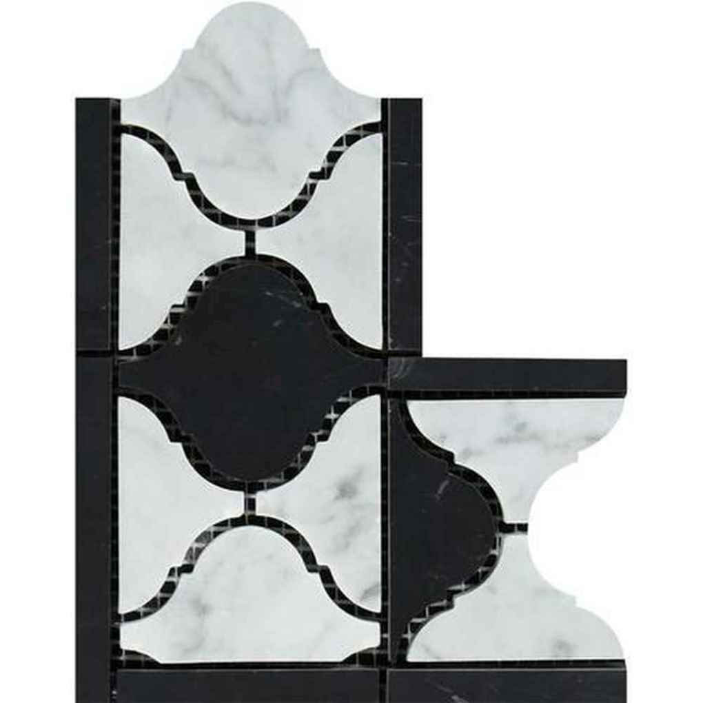 Stone & Tile Shoppe, Inc. White Carrara Arabesque Border Corner Marble ...