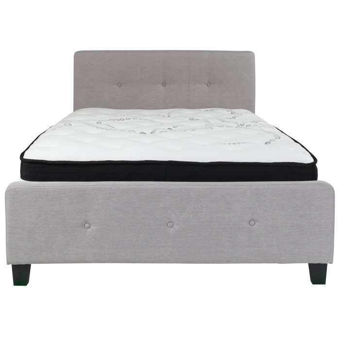 Lark Manor Aluino Button Tufted Upholstered Platform Bed with Pocket ...