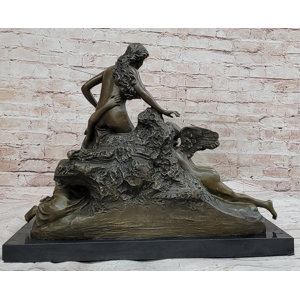 Canora Grey Teghan Woman With 2 Angels Bronze Statue Sculpture French ...