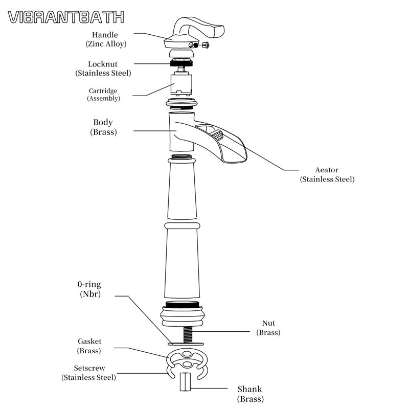VIBRANTBATH Single Hole Faucet Single-handle Bathroom Faucet with Drain ...