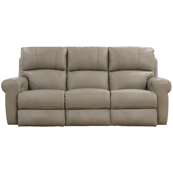 Latitude Run® 87" W Genuine Leather Rolled Arm Reclining Sofa - Wayfair ...