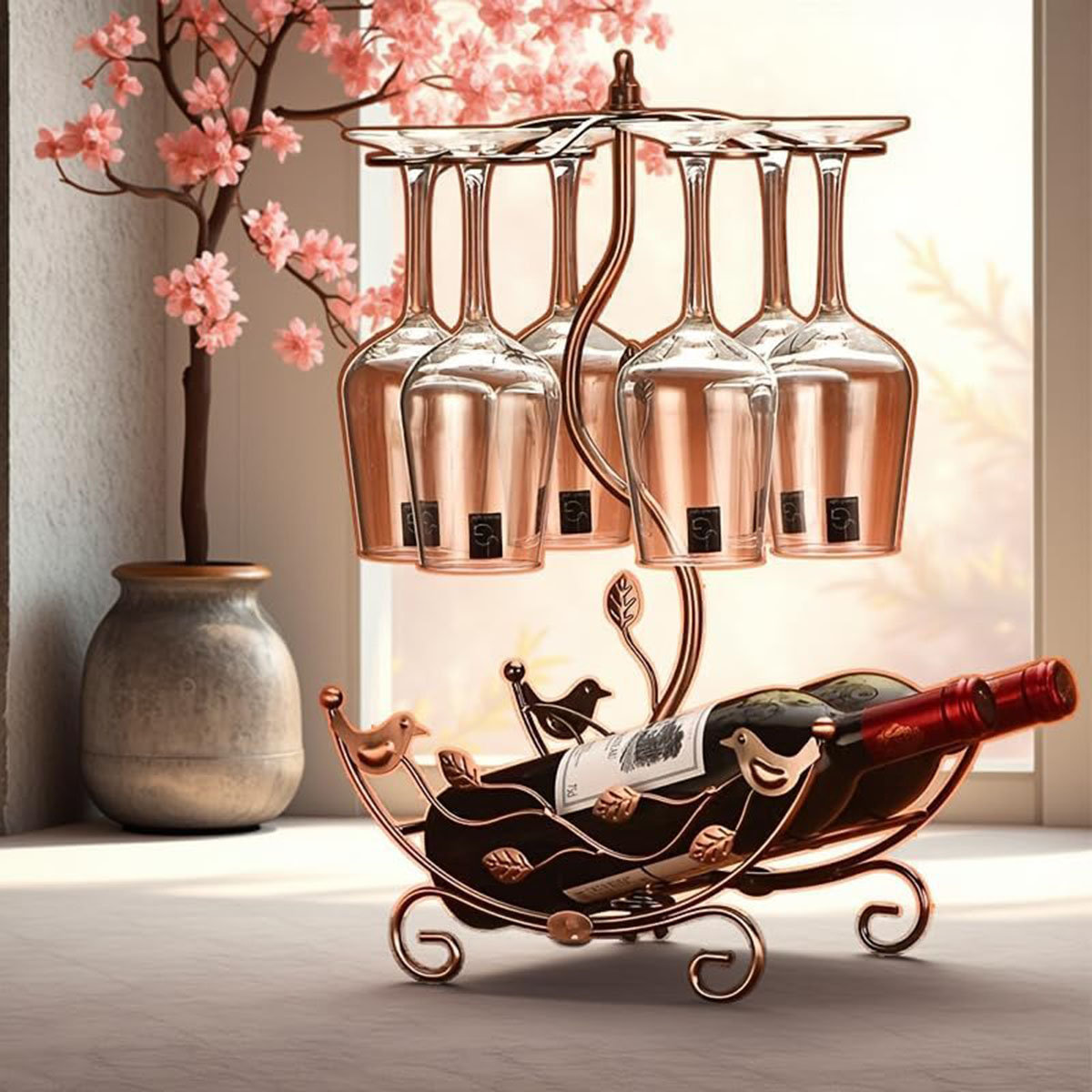 August Grove Wine Rack And Wine Bootle Holder-Antique Brone Wine Stand ...